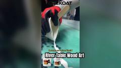 Resin river table, solidifying flowing time between wood grain