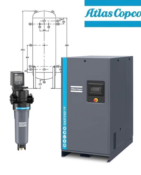 Quality GA37VSD+FF Rotary Screw Air Compressor 37kW 50HP IPM Variable Speed Drive for sale