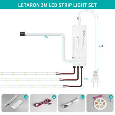 China LETARON COB LED Strip Light 24V LED Tape Light,480 pcs/M LEDs,Super Bright High Lumen 6000K  White 3m,Dimmable with 3M Tape,30W UL Power Supply,TOUCH SWITH for Bedroom,Home,Kitchen DIY for sale