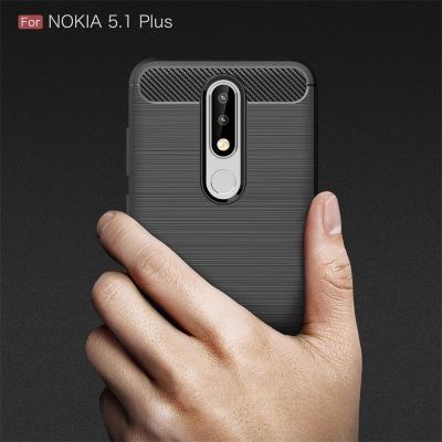 더하기 노키아 5.1를 위한 솔질된 탄소 섬유 연약한 실리콘 Tpu 덮개 상자