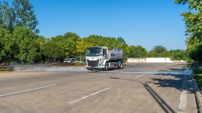 Dust suppression truck in operation