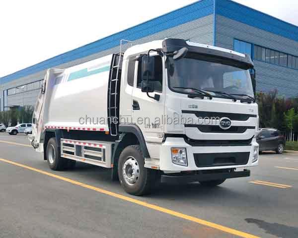 Pure electric compressed garbage truck side view