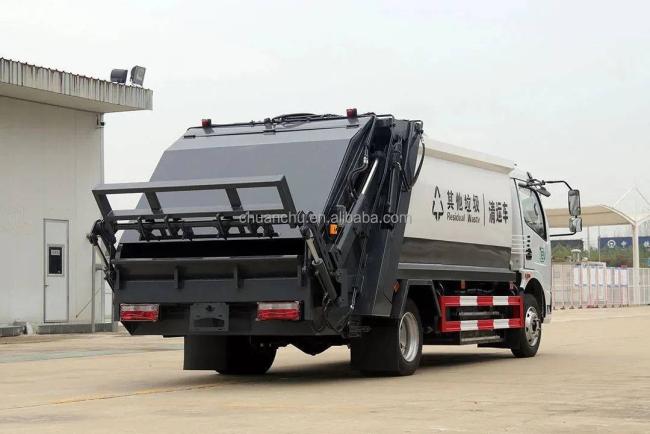 Pure electric compressed garbage truck rear view