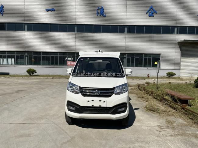 Pure electric self-loading garbage truck front view