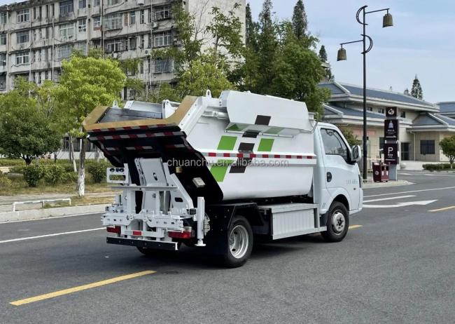 Dongfeng 4.5 ton self-handling garbage truck operation view