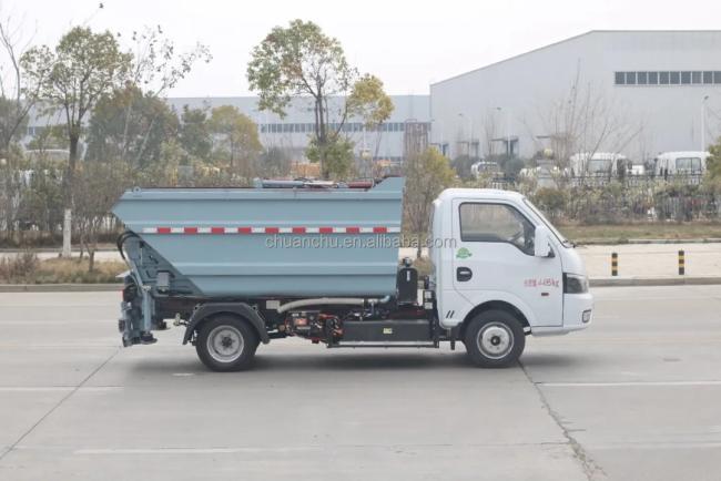 Pure electric garbage truck rear view