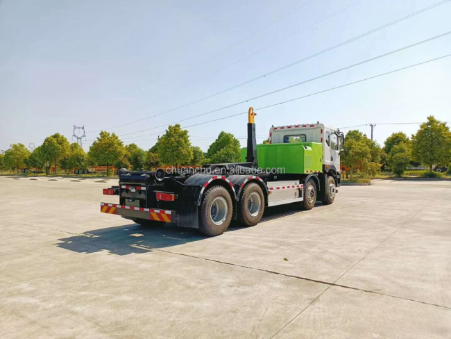 Pure electric hook arm garbage truck operation