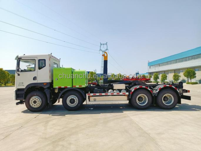 Pure electric garbage truck hook arm detail