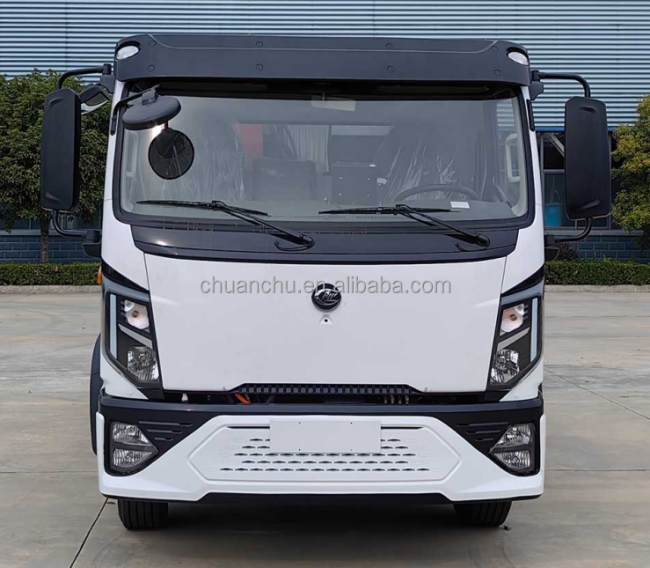 Pure electric waste compressor truck front view