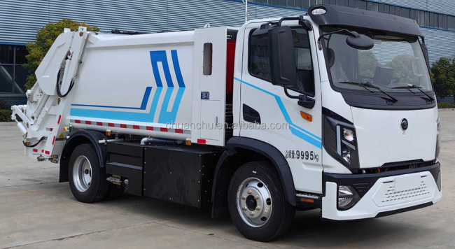 Pure electric waste compressor truck side view