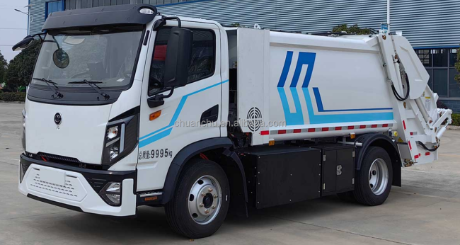 Pure electric waste compressor truck rear view