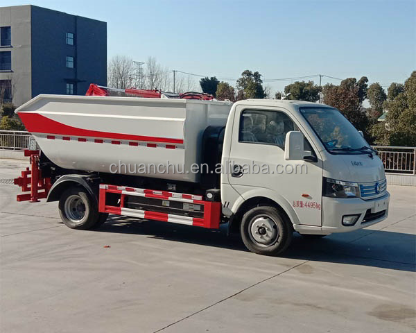 Pure electric self-loading garbage truck front view