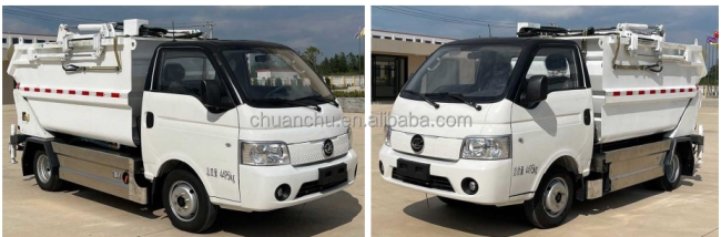 Electric garbage truck rear view