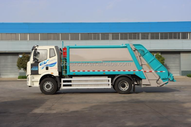 Pure electric compressed garbage truck operation view
