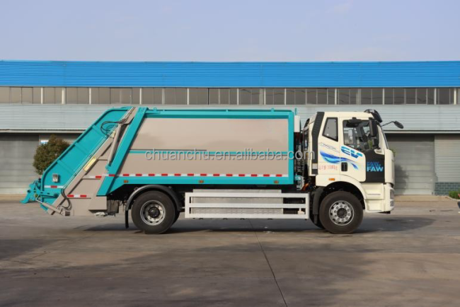 Pure electric compressed garbage truck rear view