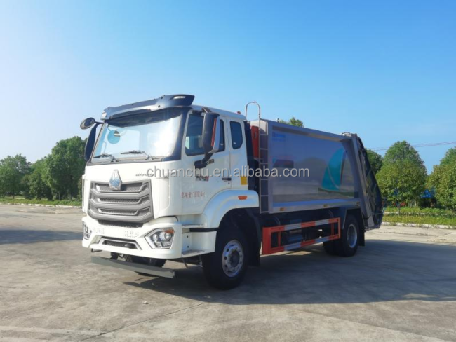 Diesel garbage truck front view
