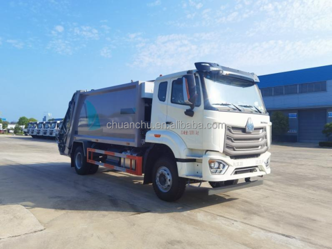 Diesel garbage truck side view
