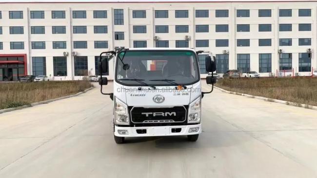 Hook arm garbage truck front view