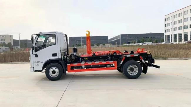 Hook arm garbage truck rear view