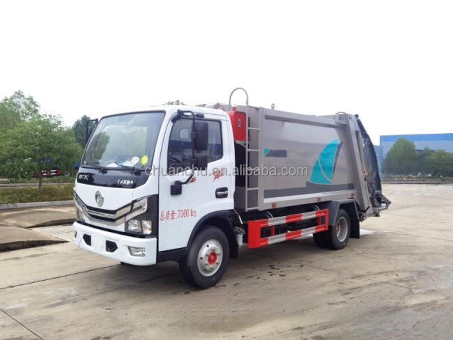 Diesel garbage truck rear view