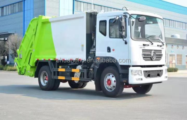 Waste collection garbage compactor truck front view