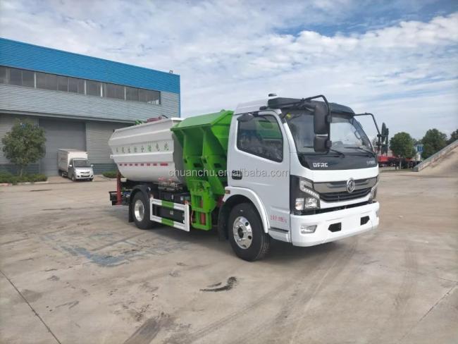 Pure electric garbage compactor truck rear view