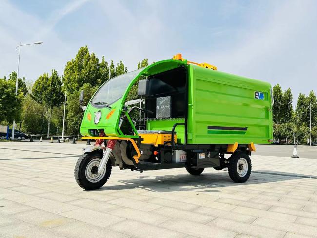 Electric garbage truck side view