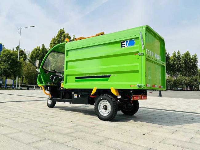 Electric garbage truck rear view