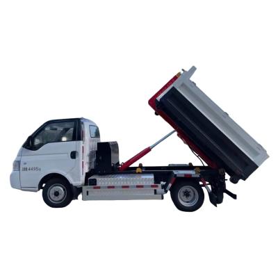 China Pure Electric 4.5 ton Car Unloaded Skip Loader Hook Lift Garbage Truck for sale