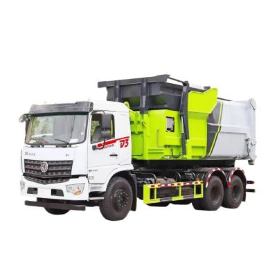 中国 2024年東風6x4 20CBM 25CBM ゴミ収集車、ビン付き油圧フックアーム、純電気カスタム要件および販売用 販売のため