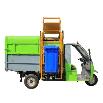 China Small Size Energy type Pure Electric Sanitation Three Wheeled Hanging Barrel Mini Garbage Truck for sale