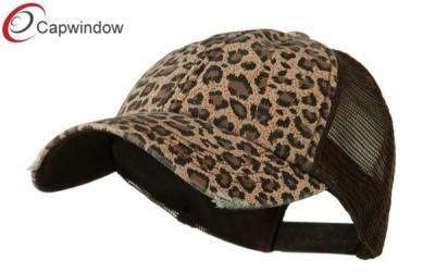 China Tampão impresso leopardo da malha do camionista da lona do perfil baixo com Bill curvado à venda