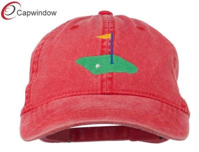 Cina Bandiera rossa di golf sui cappelli di baseball lavati ricamati verde di golf in vendita