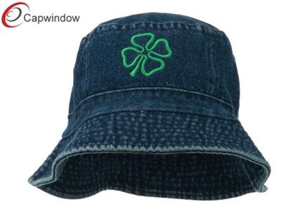 China El trébol de la hoja del dril de algodón cuatro bordó el sombrero del cubo del pescador para los adultos/unisex en venta
