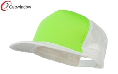 China O tampão de néon liso verde branco da malha do camionista de Bill feito do algodão e o poliéster/Snapback engrenam o chapéu à venda
