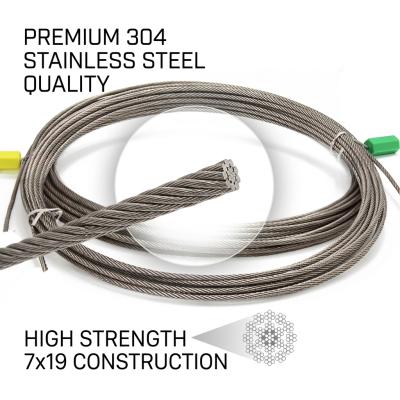 China 1x7 304 Stainless Steel Wire Rope 1-8mm Rigid Guardrail Tension Cable for Fencing System for sale