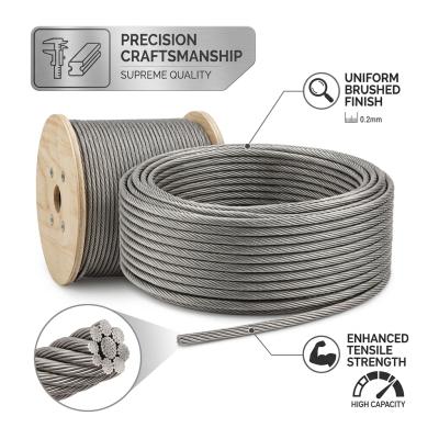 China 1x19 Stainless Steel Wire Rope 316 Marine Grade 0.45-10mm Balustrade Cable for Yacht Rigging for sale