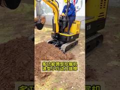 Blue mini excavator, small excavator, excavator.The new type of crawler excavator for the farm is a small excavator