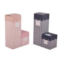 China Rectangle Perfume Bottle Packaging Box Pink Blue Printing With Auto Lock Bottom for sale