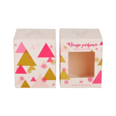 Cina Rosa di Art Paper Candle Packaging Box con la dimensione della finestra 8cm del ritaglio in vendita