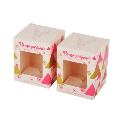Cina Rosa di Art Paper Candle Packaging Box con la dimensione della finestra 8cm del ritaglio in vendita
