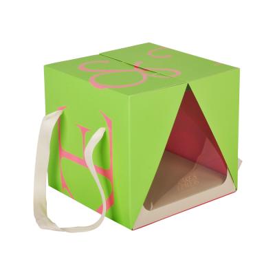 Cina Contenitore d'imballaggio di dolce di Libro Verde con la maniglia di plastica del nastro della finestra in vendita