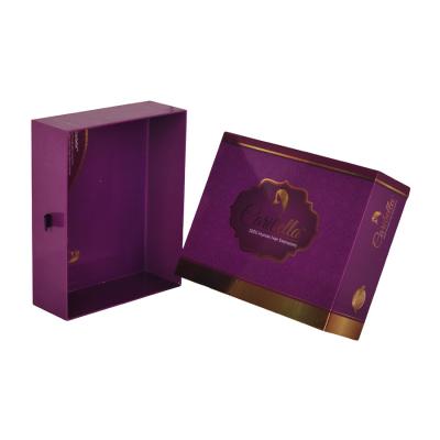 Cina Scatola spessa porpora del cassetto di Matte Lamination Hair Extension Box del cartone dell'oro 2mm in vendita