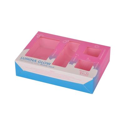 China PVC-venster Kosmetisch papier Doos huidverzorgingsset verpakking met kunststofinvoegsel Te koop