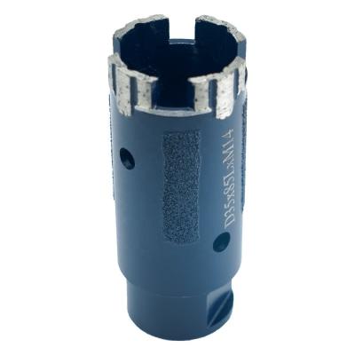 Cina Perforazione a secco di roccia di granito rosso con perforazione di 35 mm con adattatore M14 e polvere di ferro in vendita