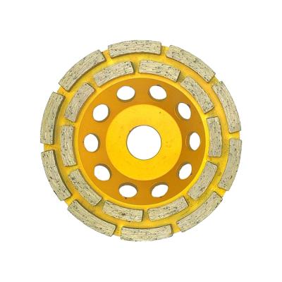 China Rodas de perfis de diamantes para sinterização Rodas de copos de segmento duplo de diamantes para moagem de pedra à venda
