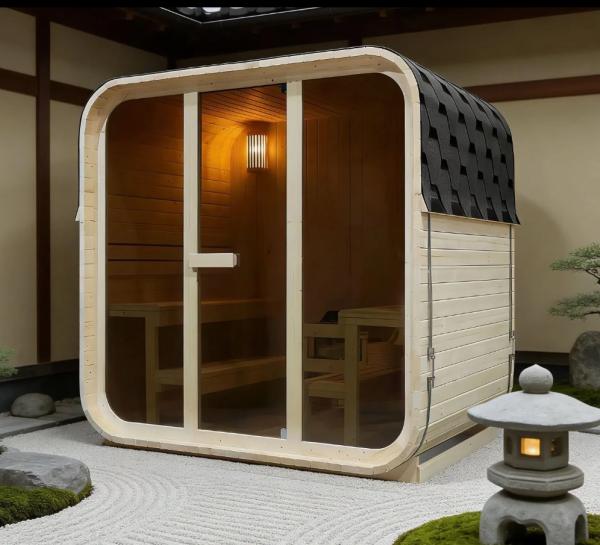 Quality Custom Made Cedar Cube Sauna Room with Computer Control Panel and Electric Stove Heating for Outdoor Use for sale