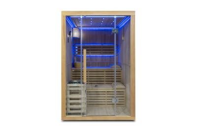 China Modern Solid Wood Indoor 2 Person Harvia Electric Heater Hemlock Steamer Sauna for sale