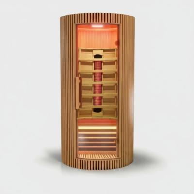 China Luxury 1 Person Far Infrared Sauna Wood Modern Full Spectrum Heater for sale