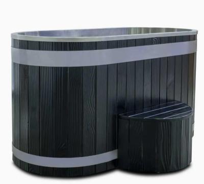 China Wooden Ice Bath Barrel Tub 1HP Chiller Red Cedar Cold Plunge for sale
